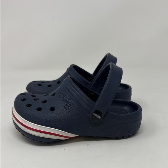CROCS | Shoes | Crocs Jibbitz Kids Navy Blue Strap Sandals With Red ...
